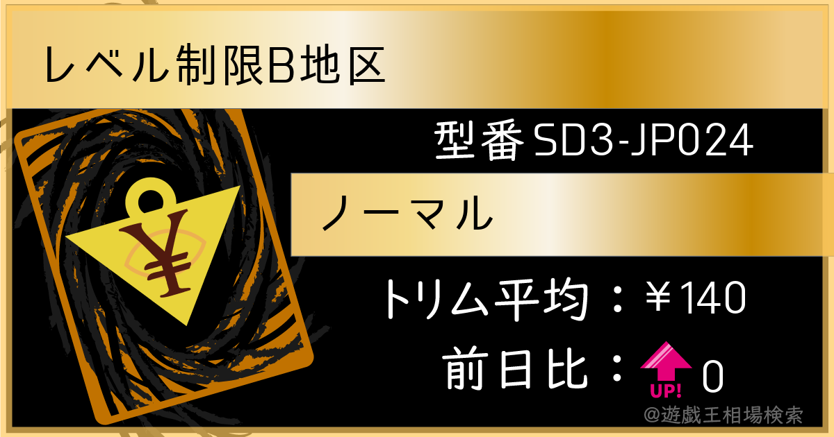 レベル制限B地区 - ノーマル/SD3-JP024 - トリム平均・レアリティ一覧 - 遊戯王相場検索